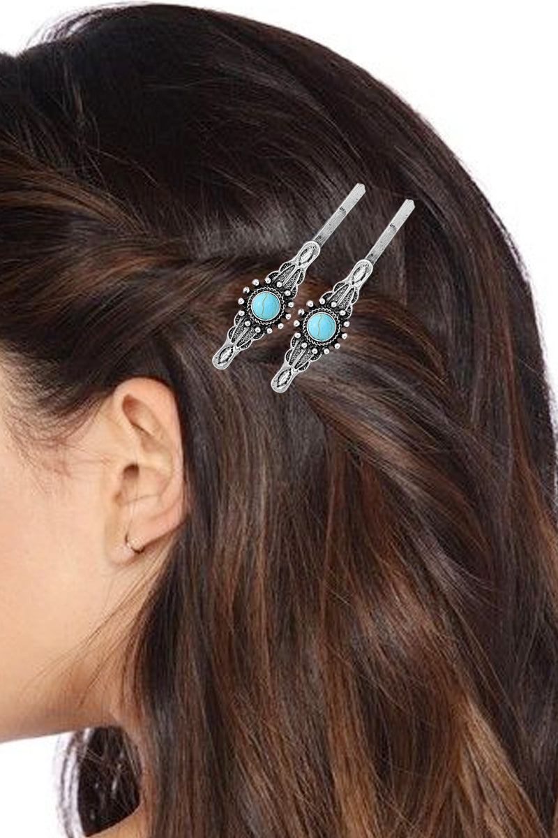 WESTERN CONCHO AZTEC GEMSTONE BOBBY PIN – BLANDICE JEWELRY